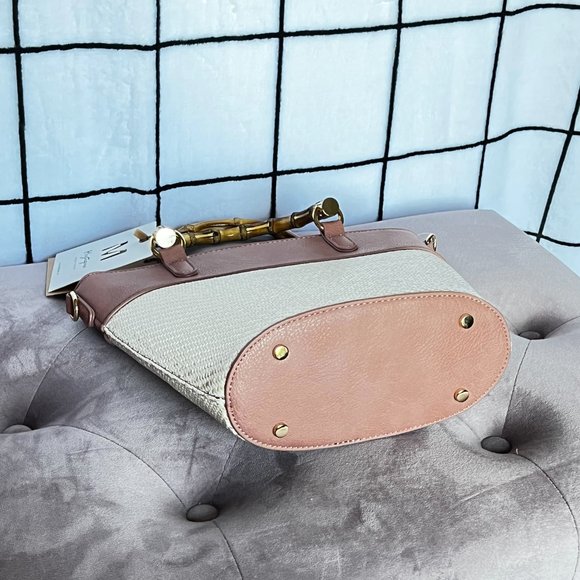 Miztique | Bags | Miztique Vegan Leather Two Tone Straw Crossbody Bag ...